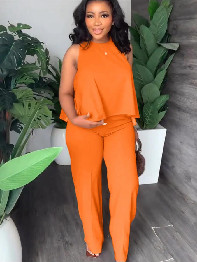 Women Dress Pant Set 30595 Orange – By Day Fashion